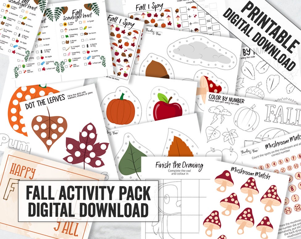 Fall Printable Activity Kit Printable Fall Craft Kit Instant - Etsy