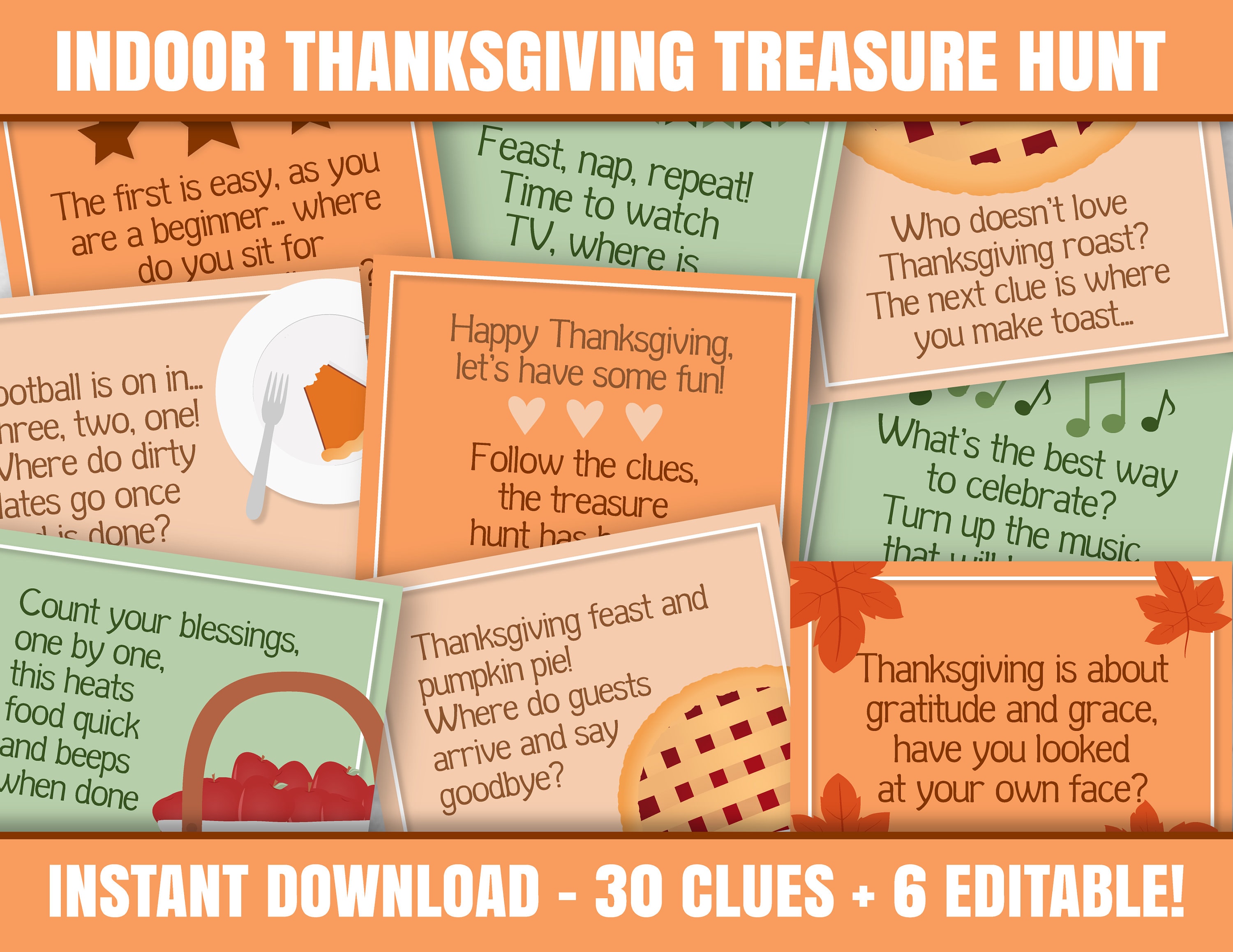Thanksgiving Treasure Hunt Printables Indoor Thanksgiving - Etsy