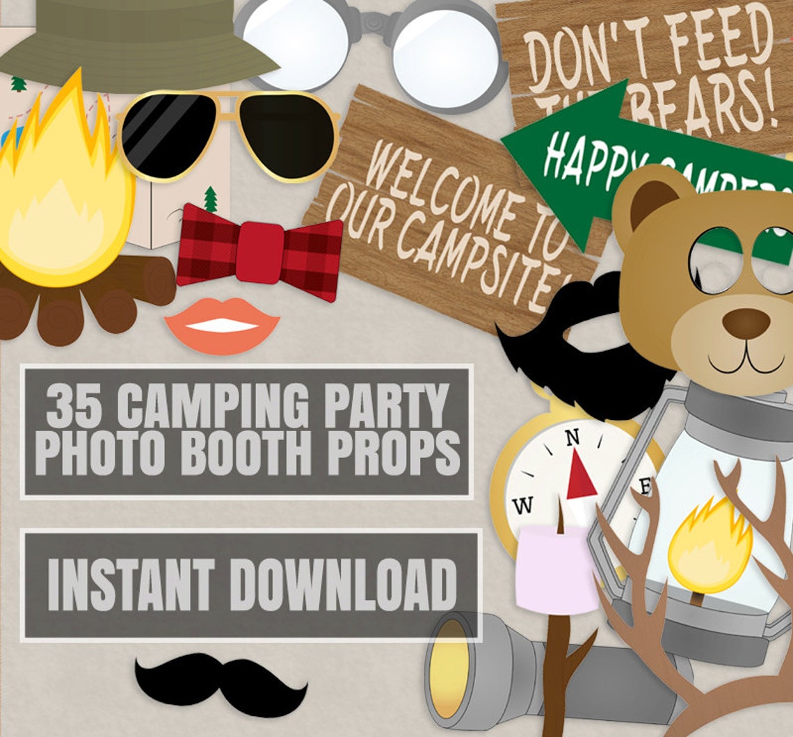 35 Camping Party Photo Booth Props, Campsite Themed Party Props, Love ...