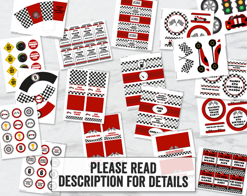 Editable Racing Driver Party Bundle Printable Race Car - Etsy