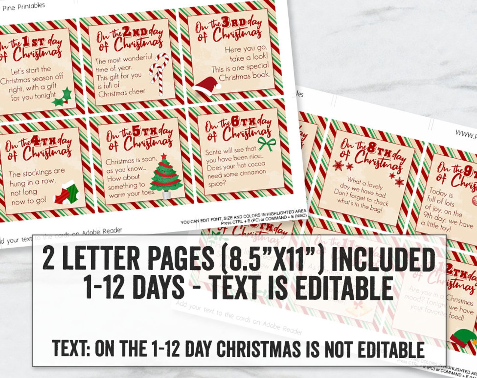 12 Days of Christmas Editable Tags, Printable 12 Days of Christmas Gift ...
