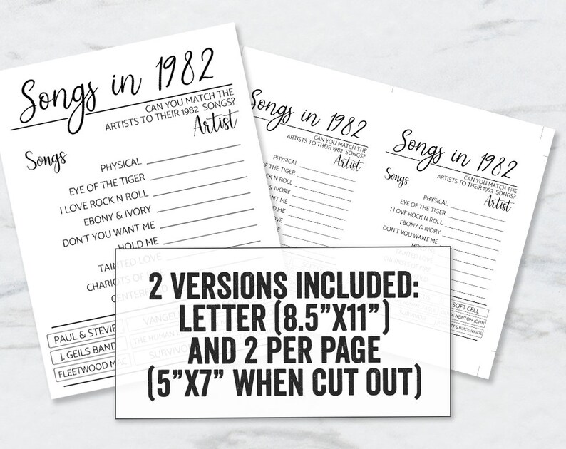 Printable Born in 1973 Birthday Games, Printable 50th Birthday Party ...