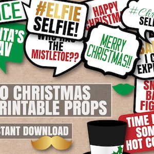 40 Christmas Party Photo Booth Props, Fun Christmas Printable Props ...