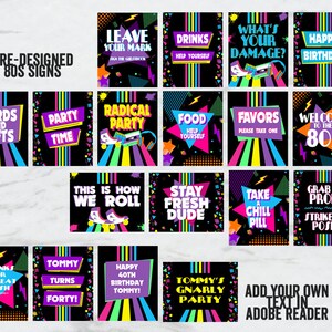 Printable Eighties Party Signs, Digital 80s Party Signs, Printable ...
