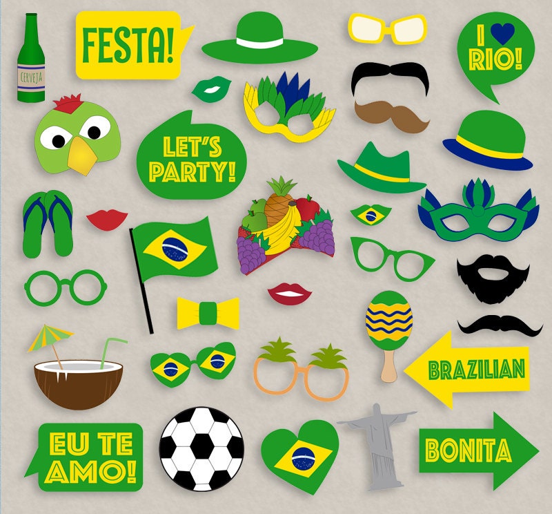 35 Brazil Party Theme Photo Booth Props, Brazilian Themed Party Props ...
