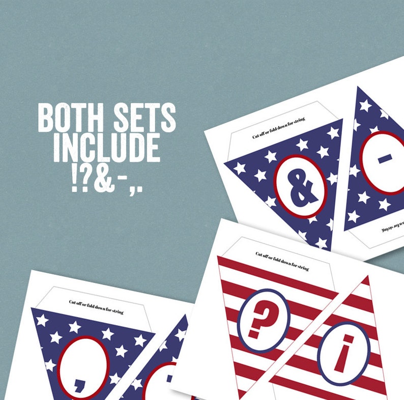 USA flag bunting Alphabet set of 2 printable flag bunting | Etsy