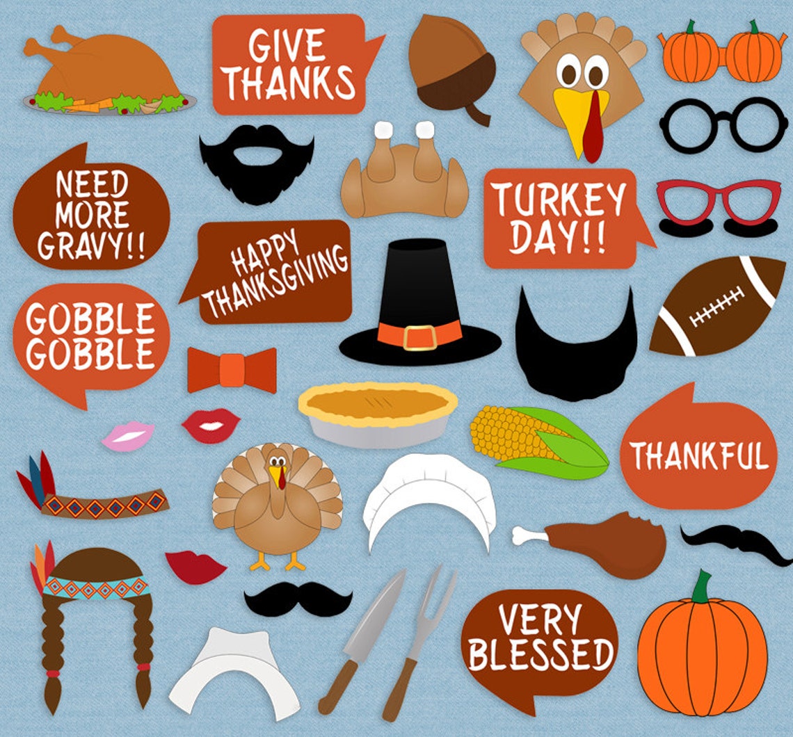 35 Thanksgiving Printable Photo Props Printable Turkey Day - Etsy UK