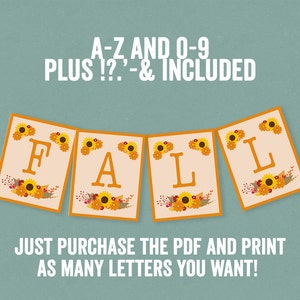 Printable Fall Party Banner, Fall Party Decor, Orange Floral Bunting ...
