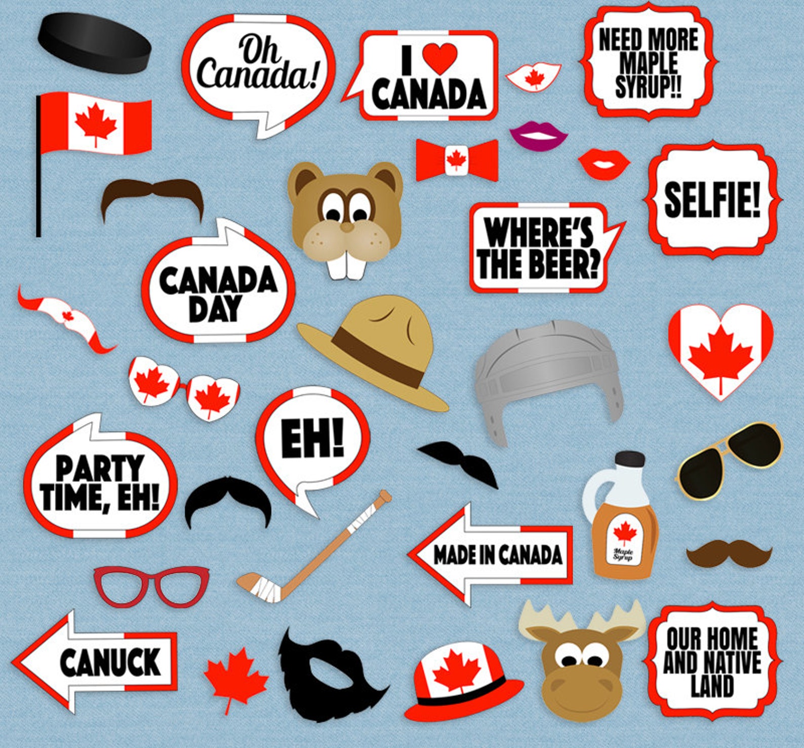 35 Canada Party Props Canadian Theme Party Printables Decor | Etsy UK