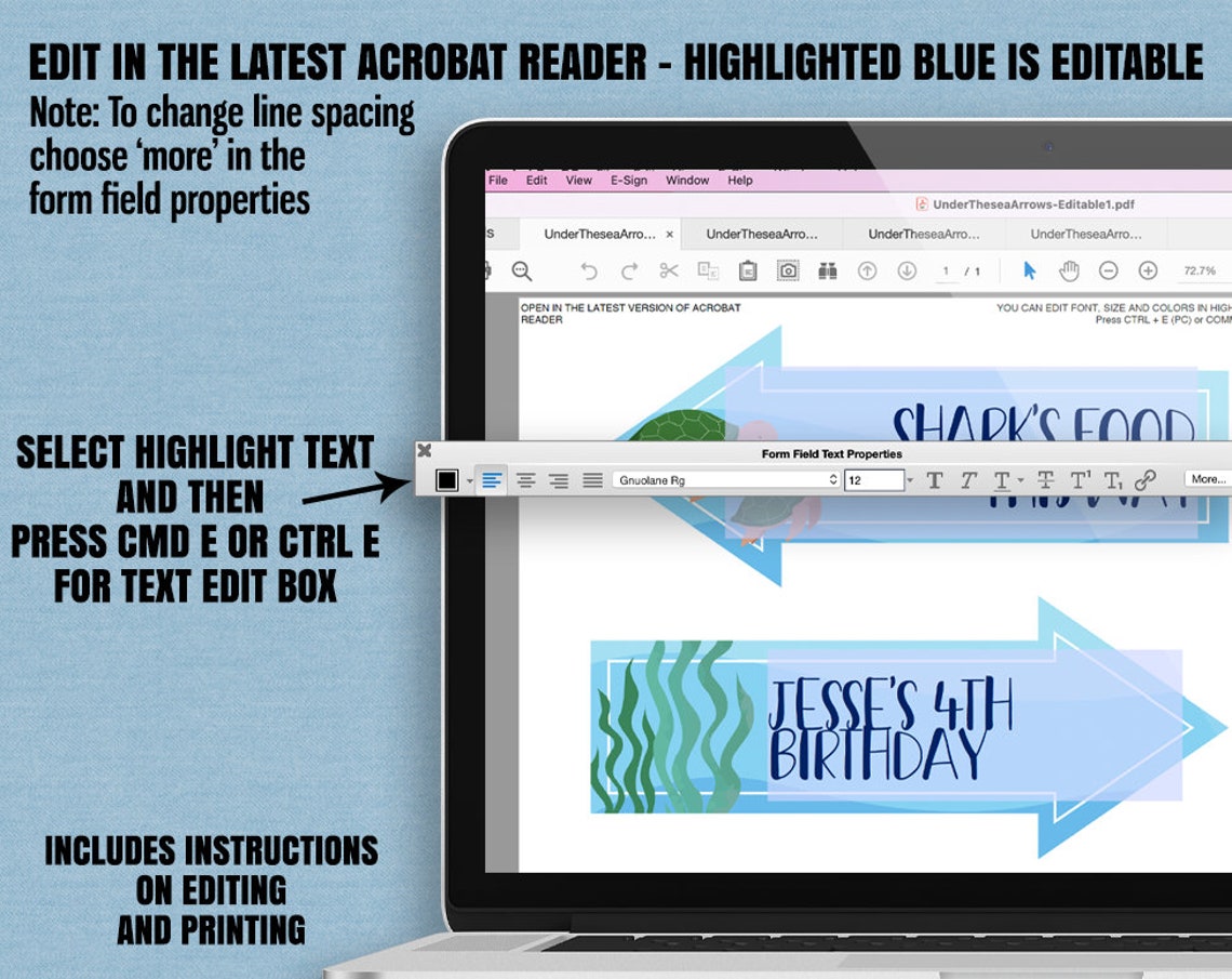 Printable Under the Sea Arrows, Fun Under the Sea Party Arrow Signs ...