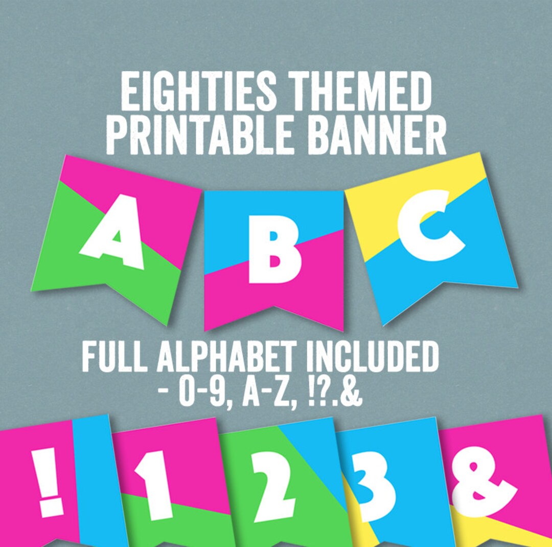 Eighties Printable Bunting, 1980s Party Theme Banner, Back to the 80s ...