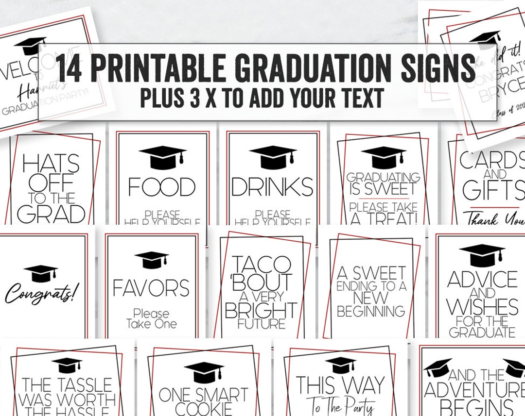 Printable Graduation Party Signs, Digital Graduating Party Signs ...
