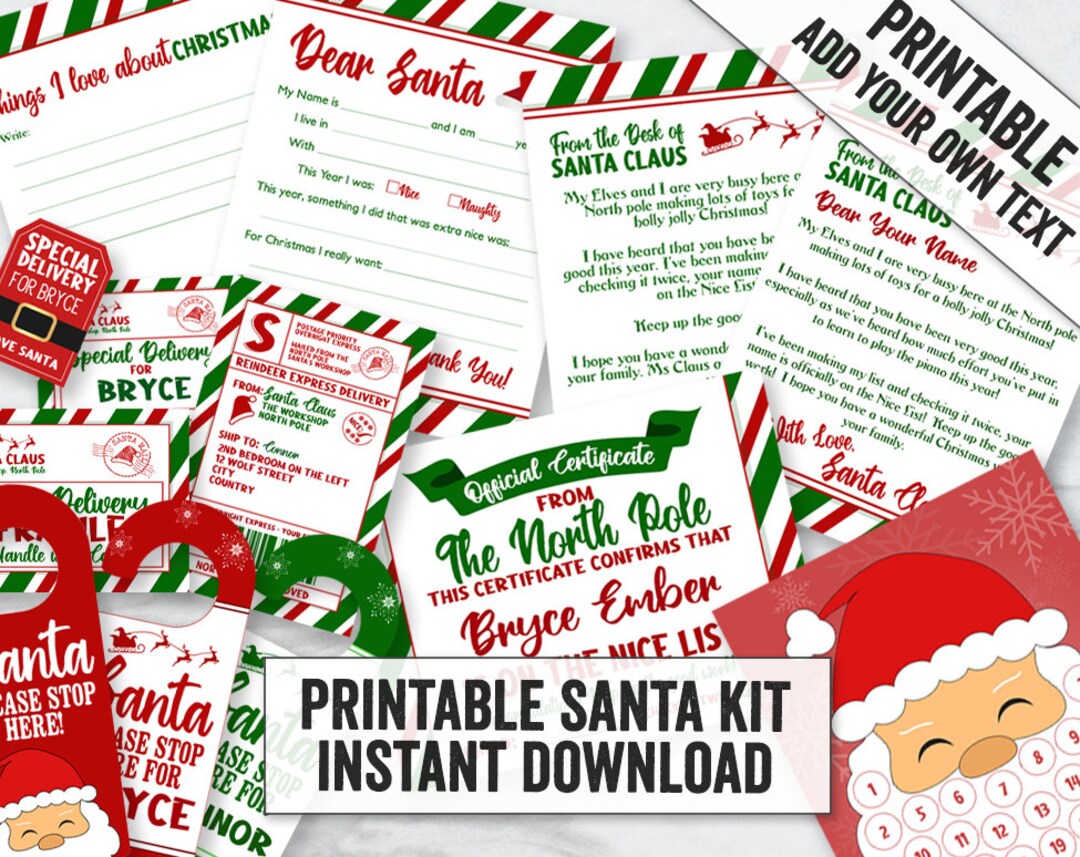 Printable Santa Kit, Printable Christmas Activities Sheets, Christmas ...