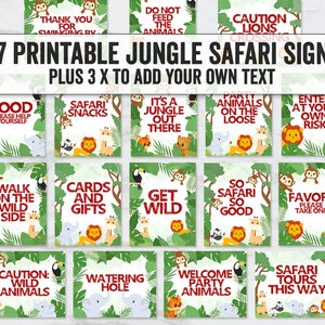 Jungle Party Signs, Printable Jungle Safari Party Signs, Editable ...