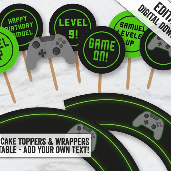 Gaming Cupcake Toppers Printable - Etsy