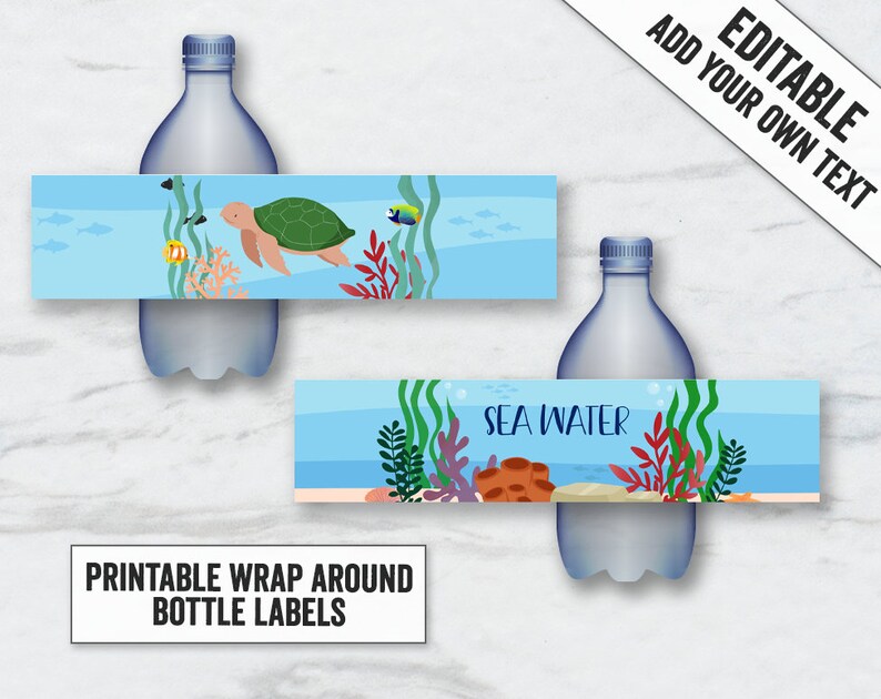Printable Bottle Wrapper Under the Sea Party Decor Printable - Etsy