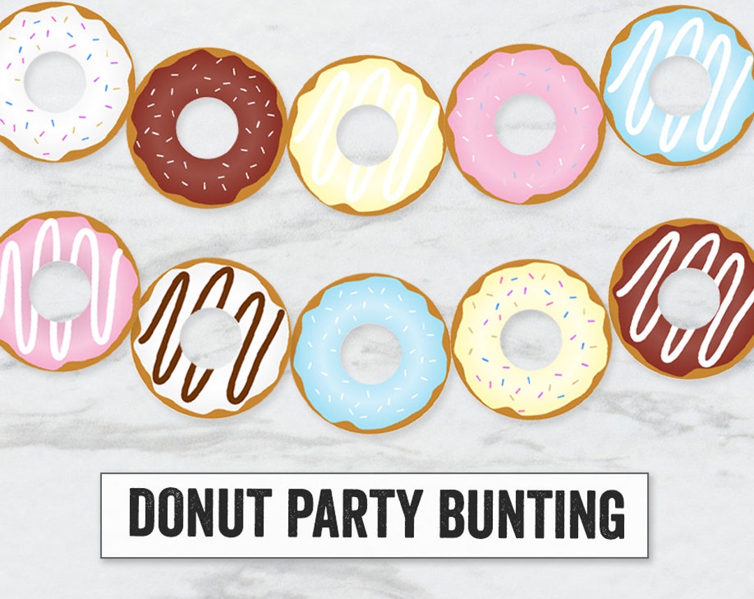 Printable Donut Bunting, Donut Party Theme Banner, Donut Centerpieces ...
