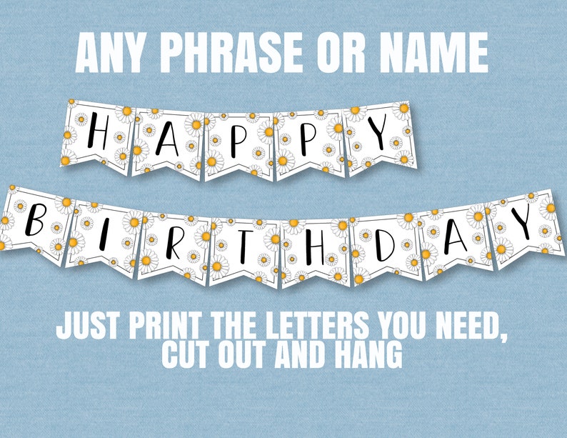 Daisy Printable Bunting Daisy Theme Printable Banner - Etsy