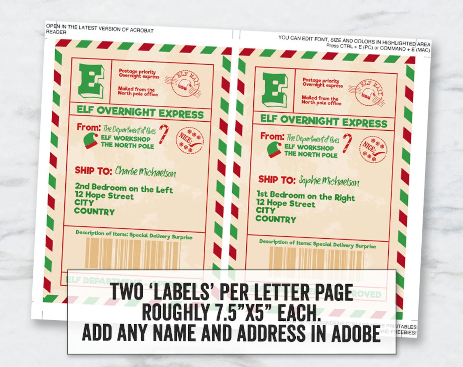 Printable Christmas Elf Shipping Label Christmas Elf Parcel - Etsy