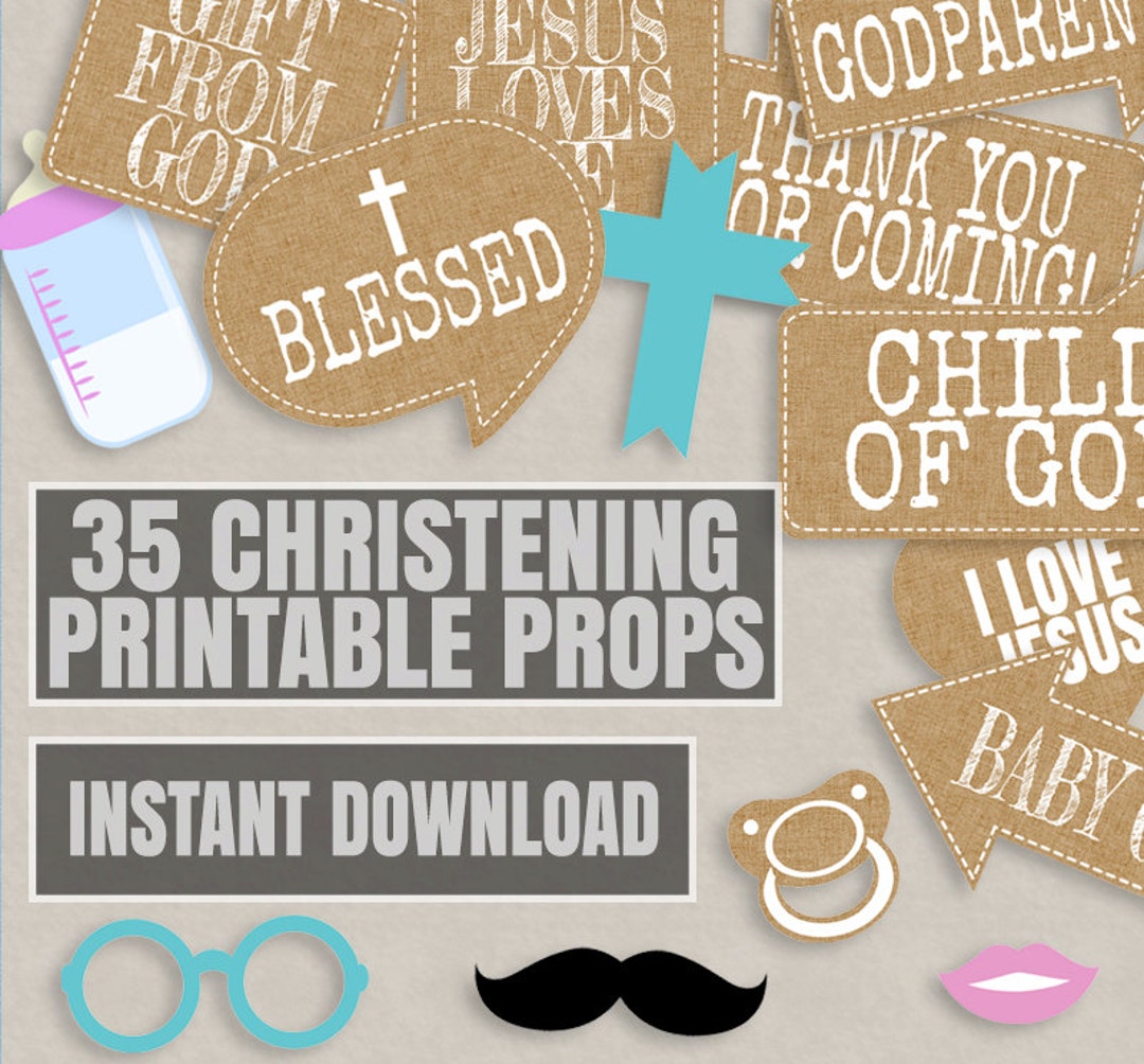 35 Rustic Christening Props, Photobooth Props for Christening, Church ...