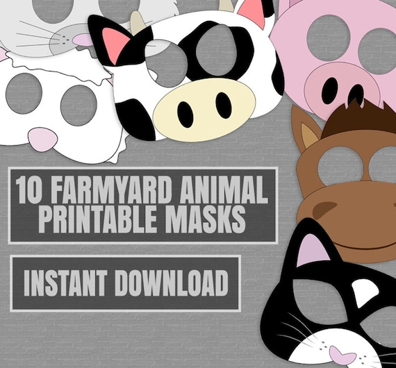 Farm Yard Animal Mask Printables 10 PDF Printables Kid's - Etsy