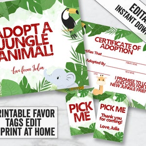 Editable Jungle Party Bundle, Printable Jungle Safari Party Pack ...