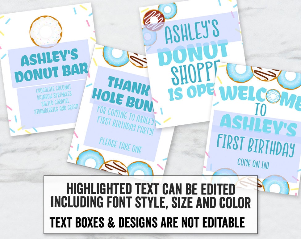 Blue Printable Donut Party Signs Printable donut party signs | Etsy
