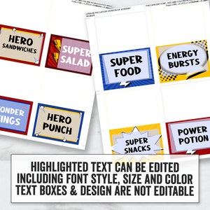 Superhero Party Tent Card Printables, Editable Super Hero Place Cards ...