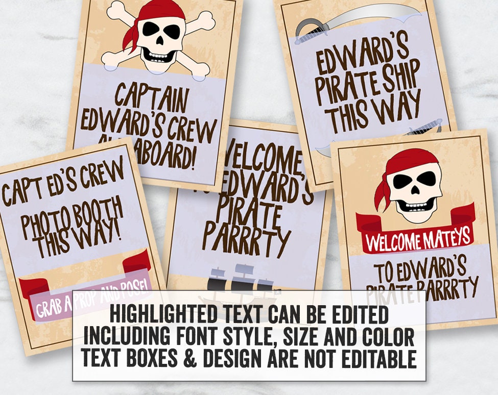 Printable Pirate Themed Party Signs Printable Pirate Party - Etsy