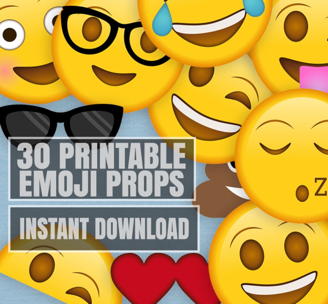 30 Emoji Printable Props, Printable Emoji Party Prop Printables, Emoji ...