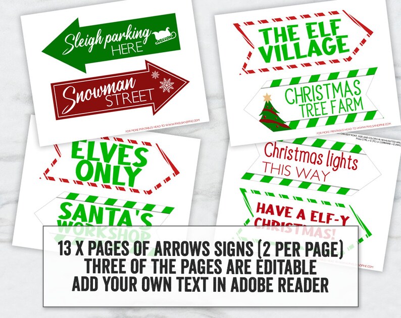 Printable Christmas Arrows, Fun Digital Download Christmas Party Arrow ...