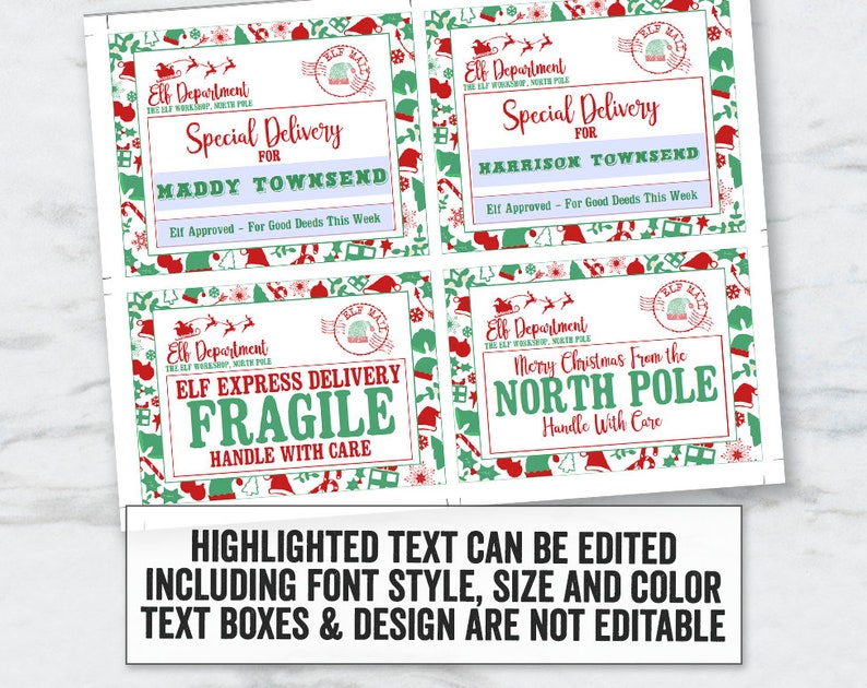 Printable Elf Shipping Label Printable Elf Christmas Parcel - Etsy ...
