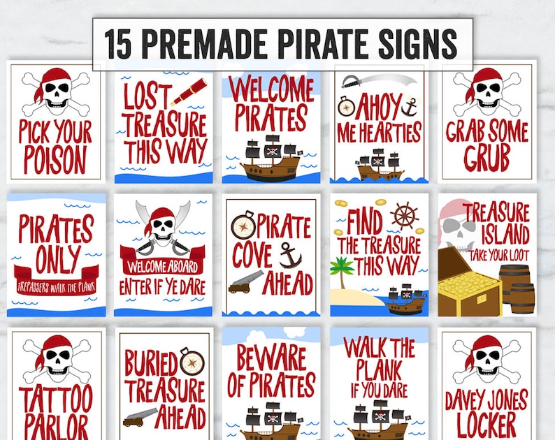 Printable Pirate Party Signs Printable Pirate Signs Editable - Etsy