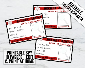Printable Spy Id - Etsy