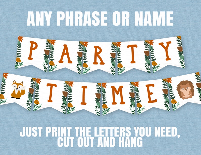 Woodland Printable Bunting, Forest Theme Printable Banner, Printable ...