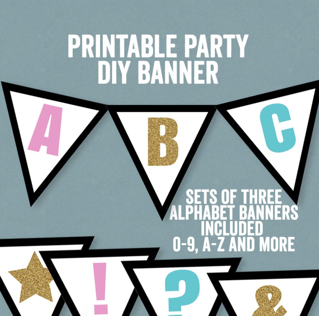 DIY Party Bunting, Printable Happy Birthday Banner, A-z, Pink Alphabet ...