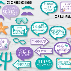 Mermaid Photobooth Props, Mermaid Party Photo Booth Props, Mermaid ...