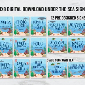 Under the Sea Party Signs, Printable Under the Sea Birthday Party 10x8 ...