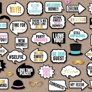 40 Housewarming Photo Booth Props, Props for House Warming Party, New ...