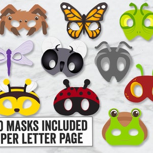 10 Insect Mask Printables, Kid's Bug Masks, Printable Masks for Kids ...