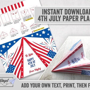 Editable 4th of July Paper Plane Template, Fourth July Airplane ...