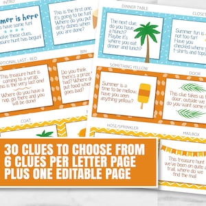 Printable Summer Treasure Hunt Clues, Instant Download Summer Treasure ...
