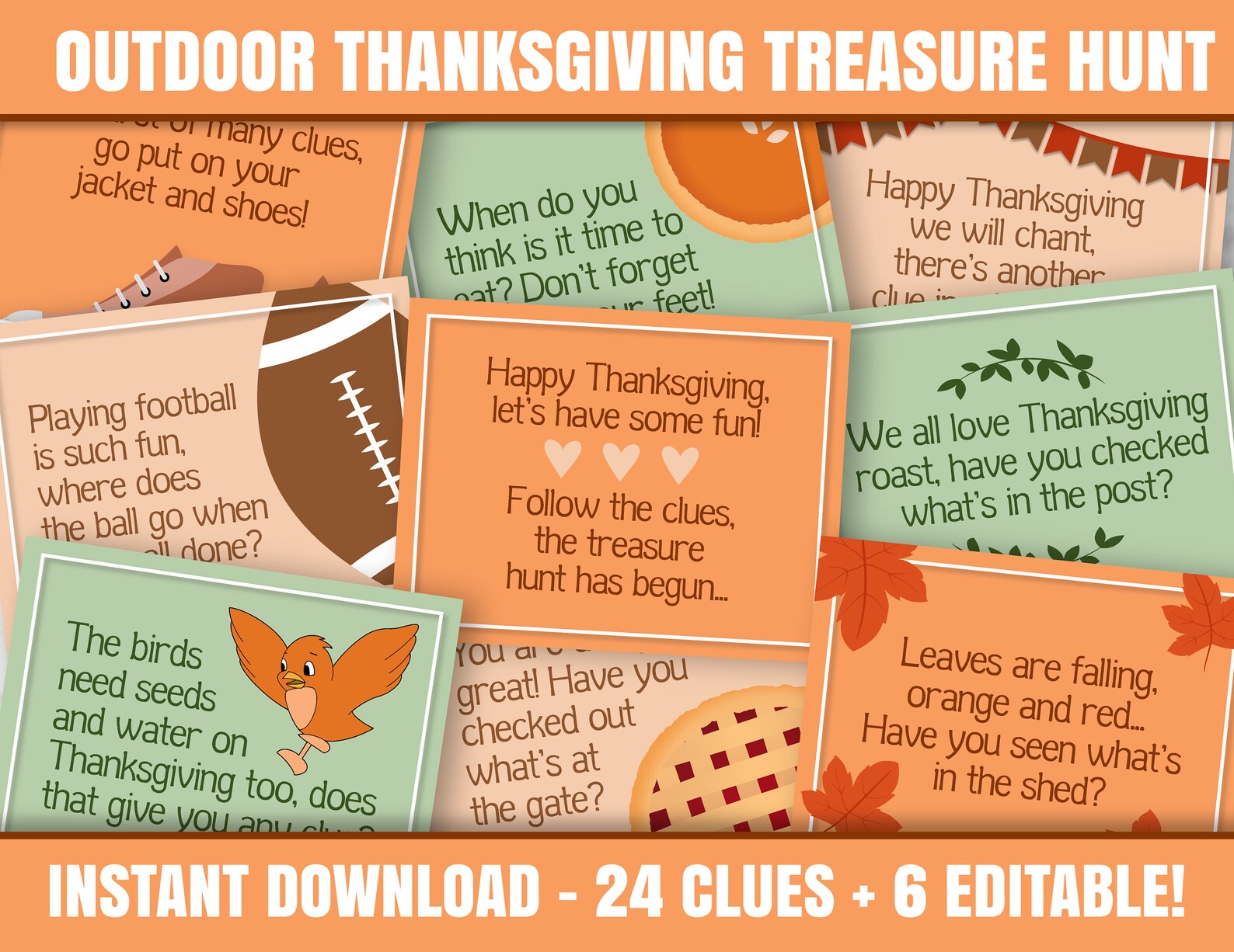 Printable Outdoor Thanksgiving Treasure Hunt, Printable Scavenger ...