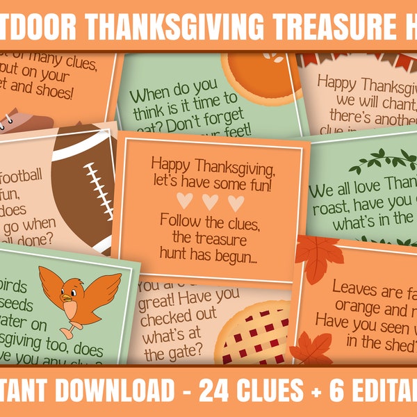 Thanksgiving Treasure Hunt Clues - Etsy