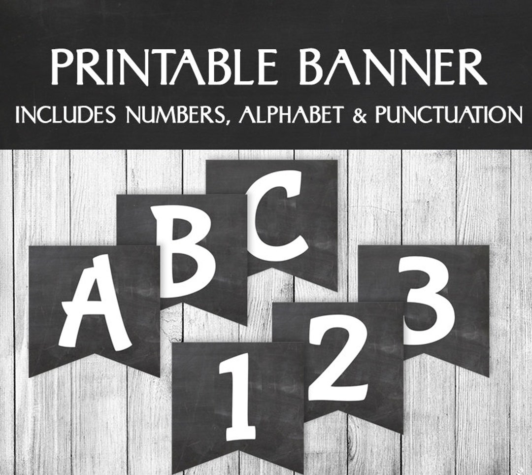 Printable Chalkboard Banner, Alphabet Bunting for Birthdays, Wedding ...