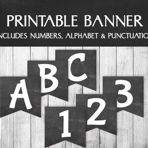 Printable Chalkboard Banner, Alphabet Bunting for Birthdays, Wedding ...