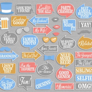 40 Family Photo Booth Props, Family Party Selfie Props, Photobooth ...