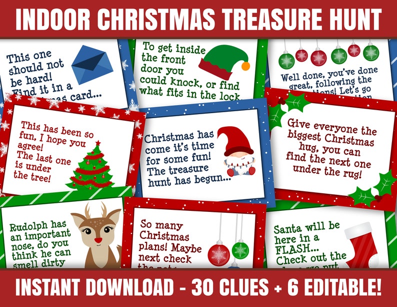 Printable Christmas Treasure Hunt Indoor Christmas Hunt - Etsy