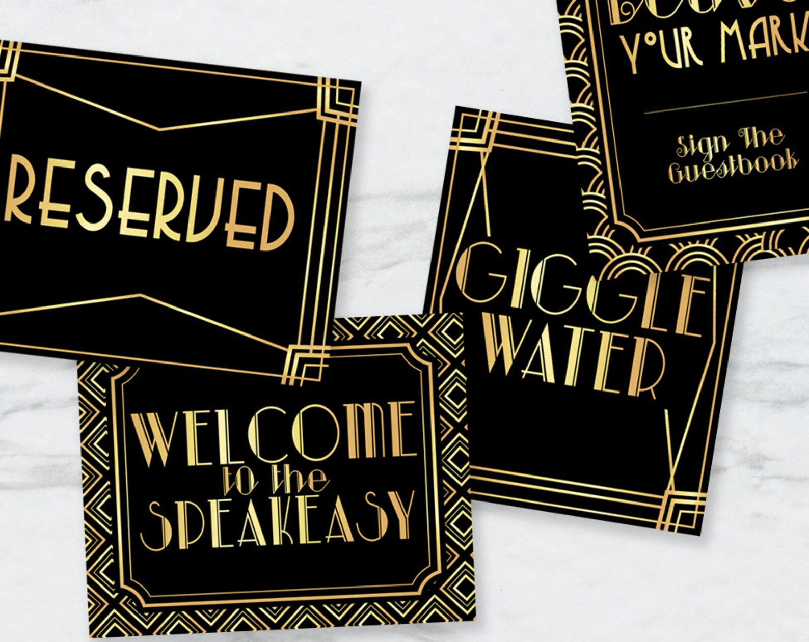 Printable Art Deco Party Signs Digital Gatsby Party Signs - Etsy