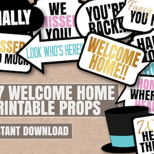 Welcome Home Photo Booth Props Homecoming Party Printable Selfie Props ...